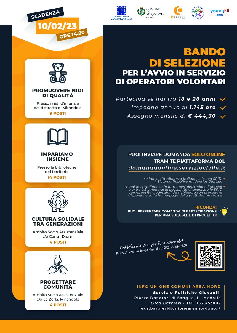 Bando servizio civile universale - Comune di Medolla